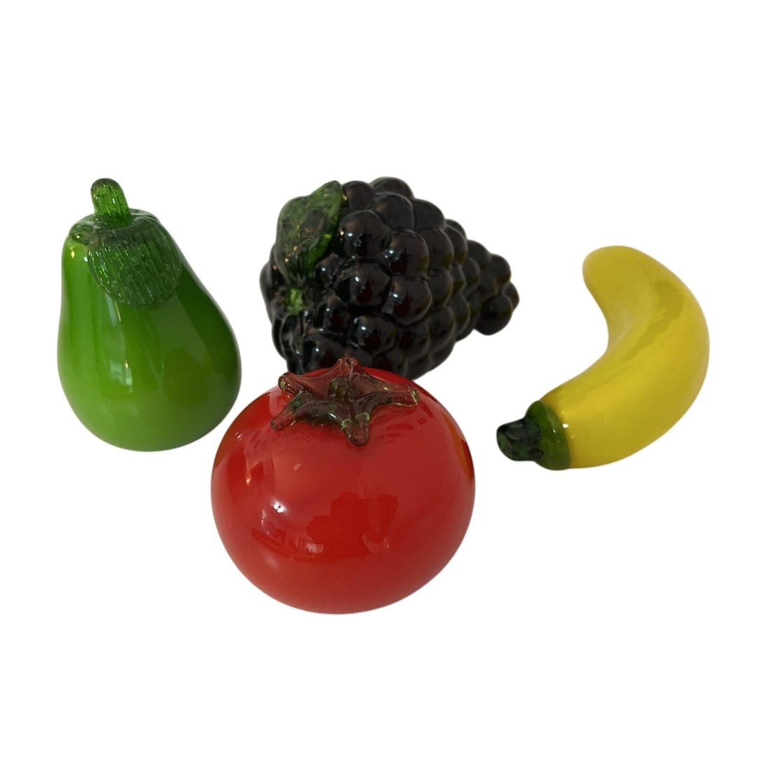 Vtg Hand Blown Glass Fruits & Vegetables Large Size Lot of 4 Murano ...