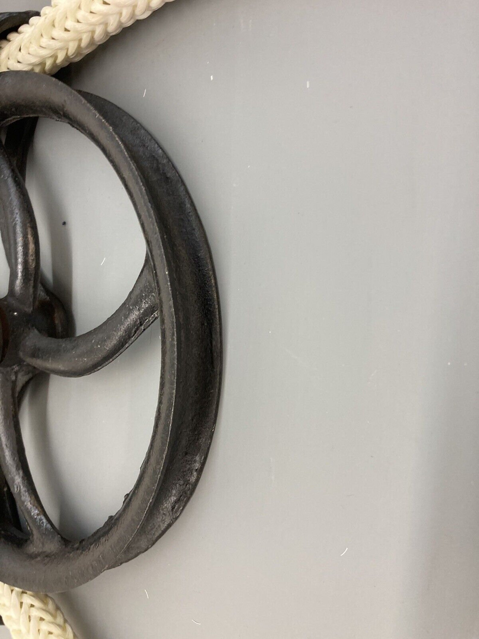 Vintage Large Wheel Hose Cord Pulley Industrial Cast Iron With Added ...