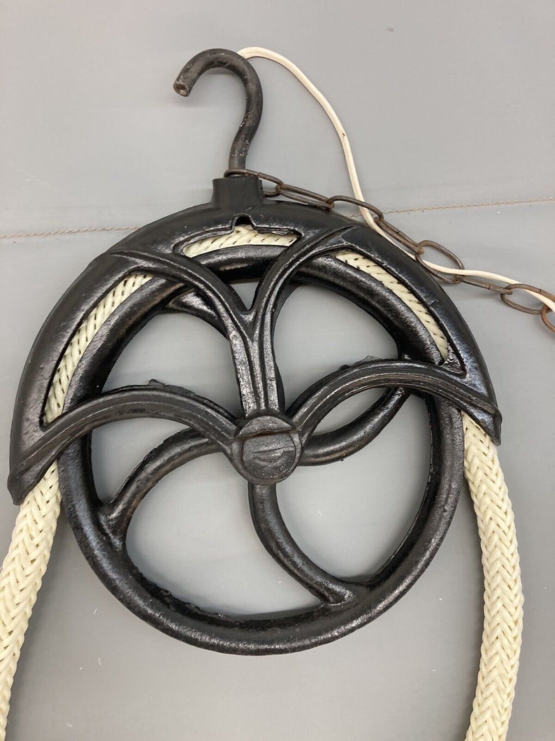 Vintage Large Wheel Hose Cord Pulley Industrial Cast Iron With Added ...