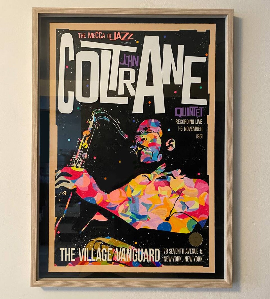 John Coltrane Original Art Acrylic Size 19/27 Inch Сopy of Vintage ...