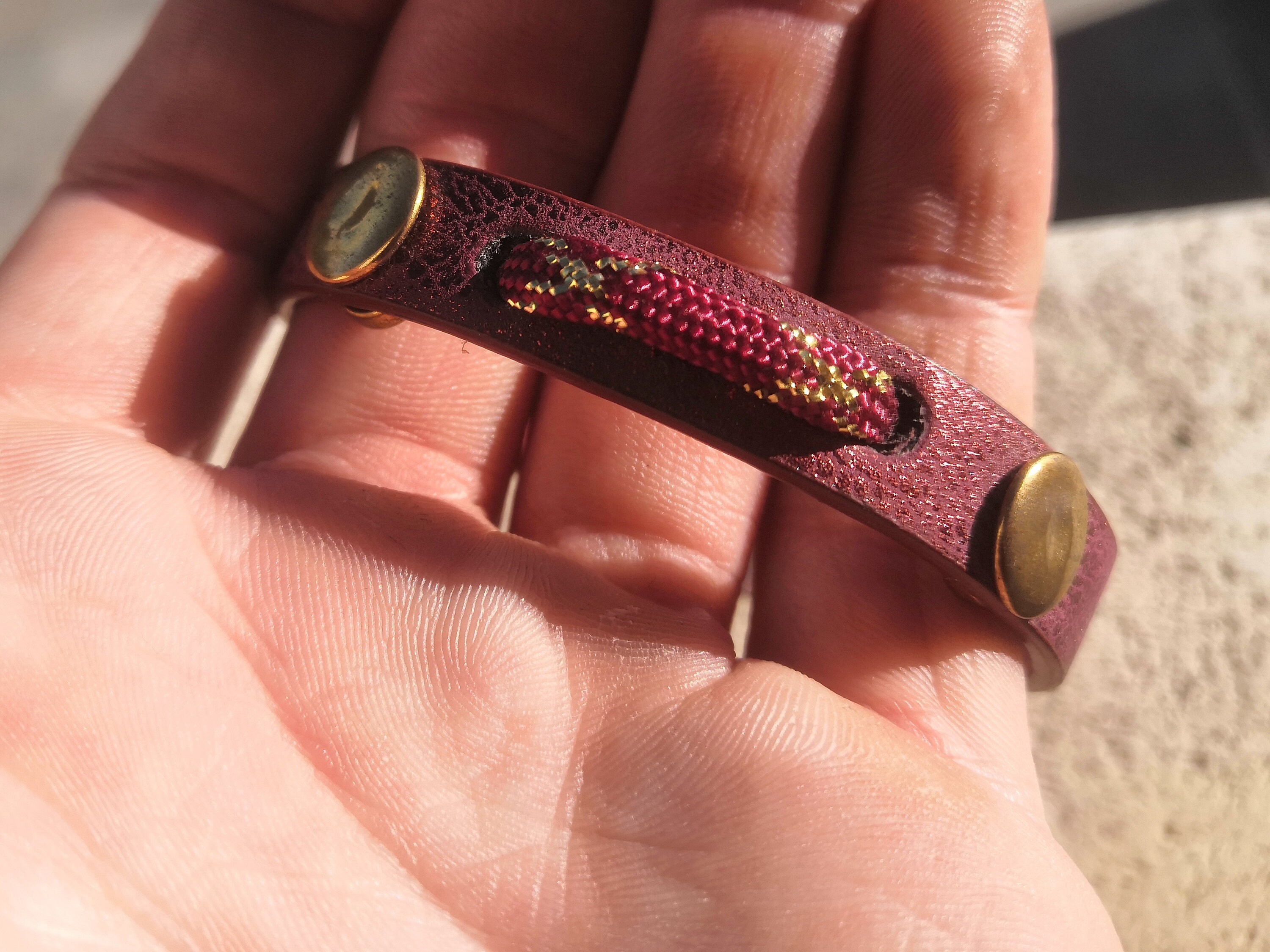 Minimalist Red Leather Bracelet With Passing Paracord - Etsy
