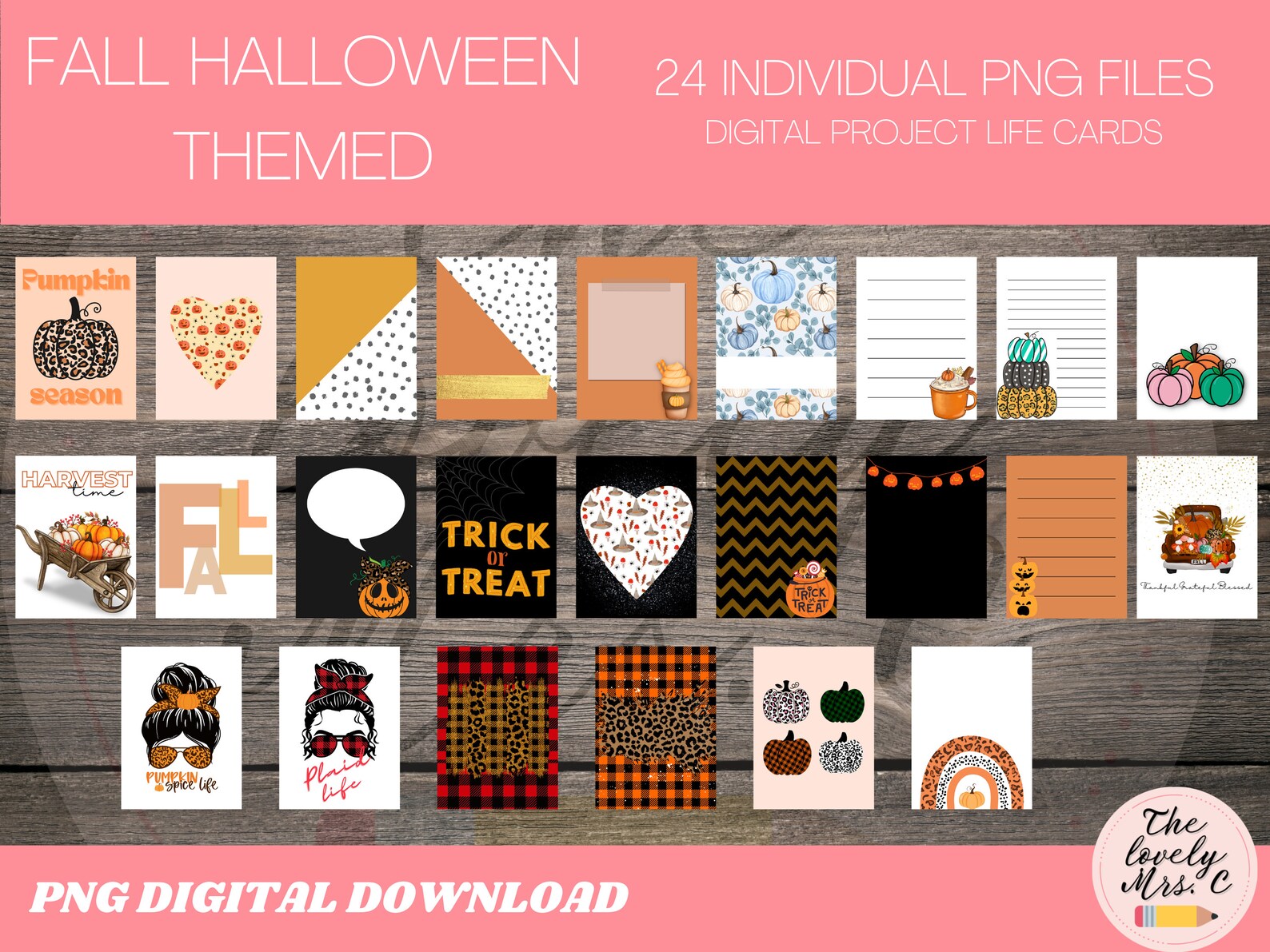 Fall Halloween Digital Project Life Cards Set of 24 3 X 4 - Etsy
