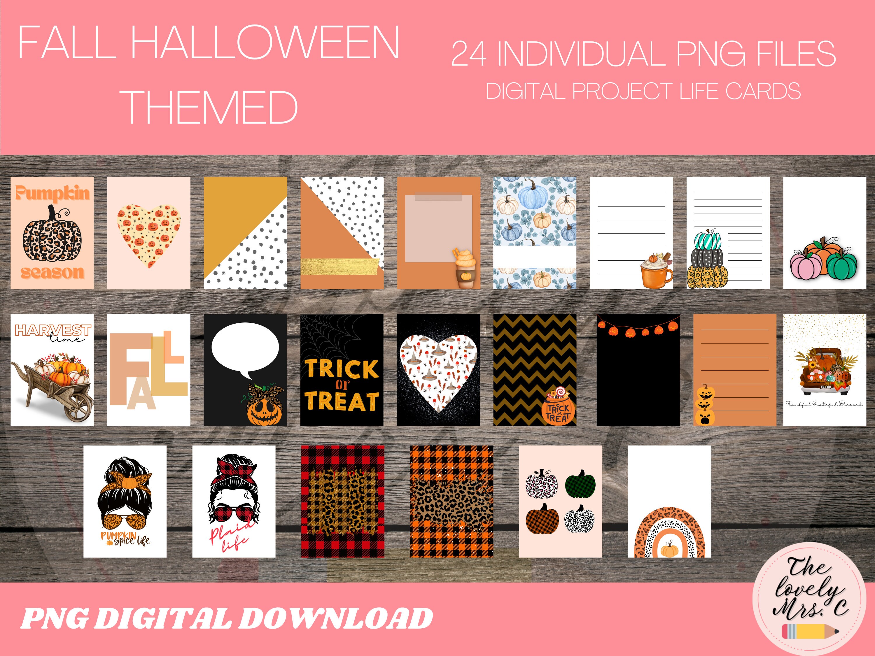 Fall Halloween Digital Project Life Cards Set of 24 3 X 4 - Etsy