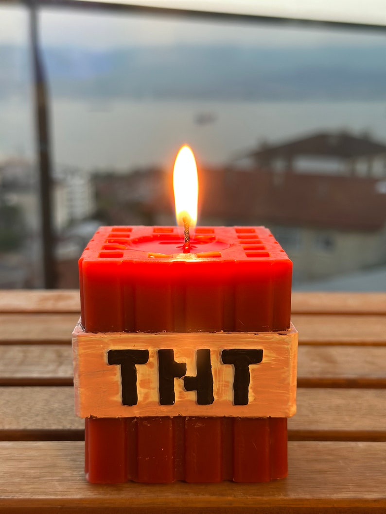 Minecraft Inspired TNT Candle 3,14 Inches Cubic Scentless Decorative Candles for Minecraft Video ...
