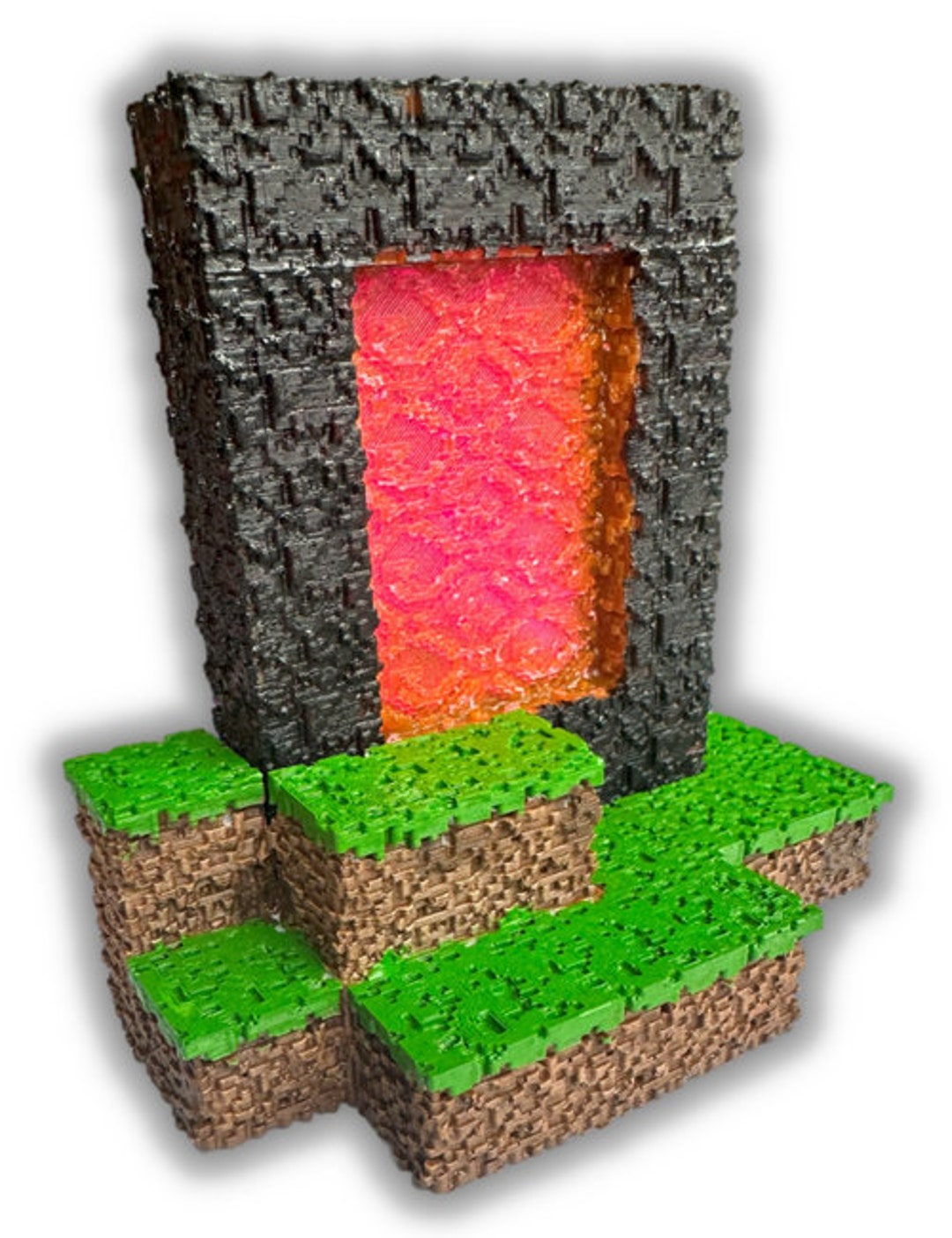 Minecraft Nether Portal Gamer Decor Pixel Mine Video Game Room Decor ...