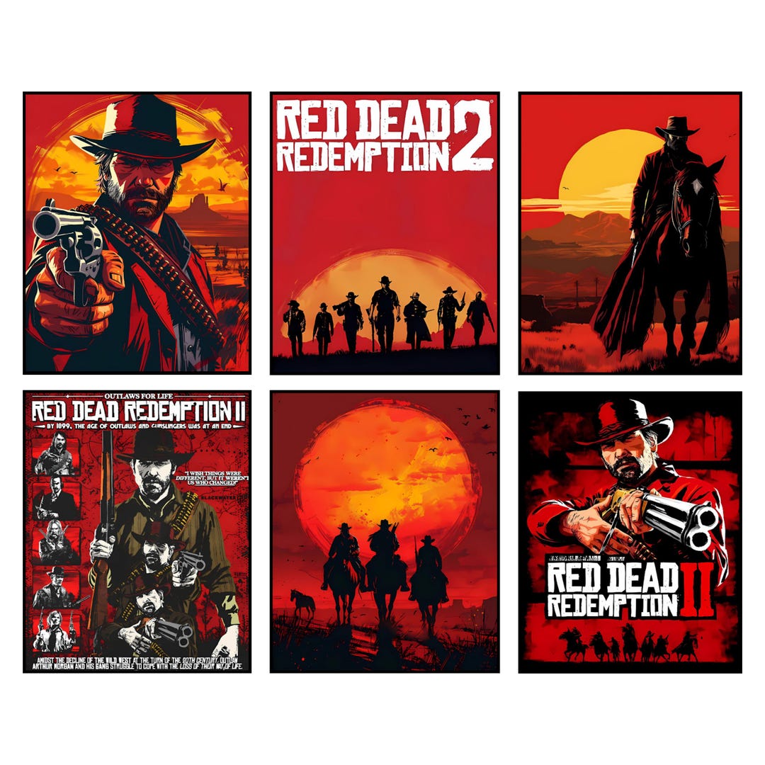 Red Dead Redemption 2 Poster Set | 6 Piece Unframed Wall Art Prints ...