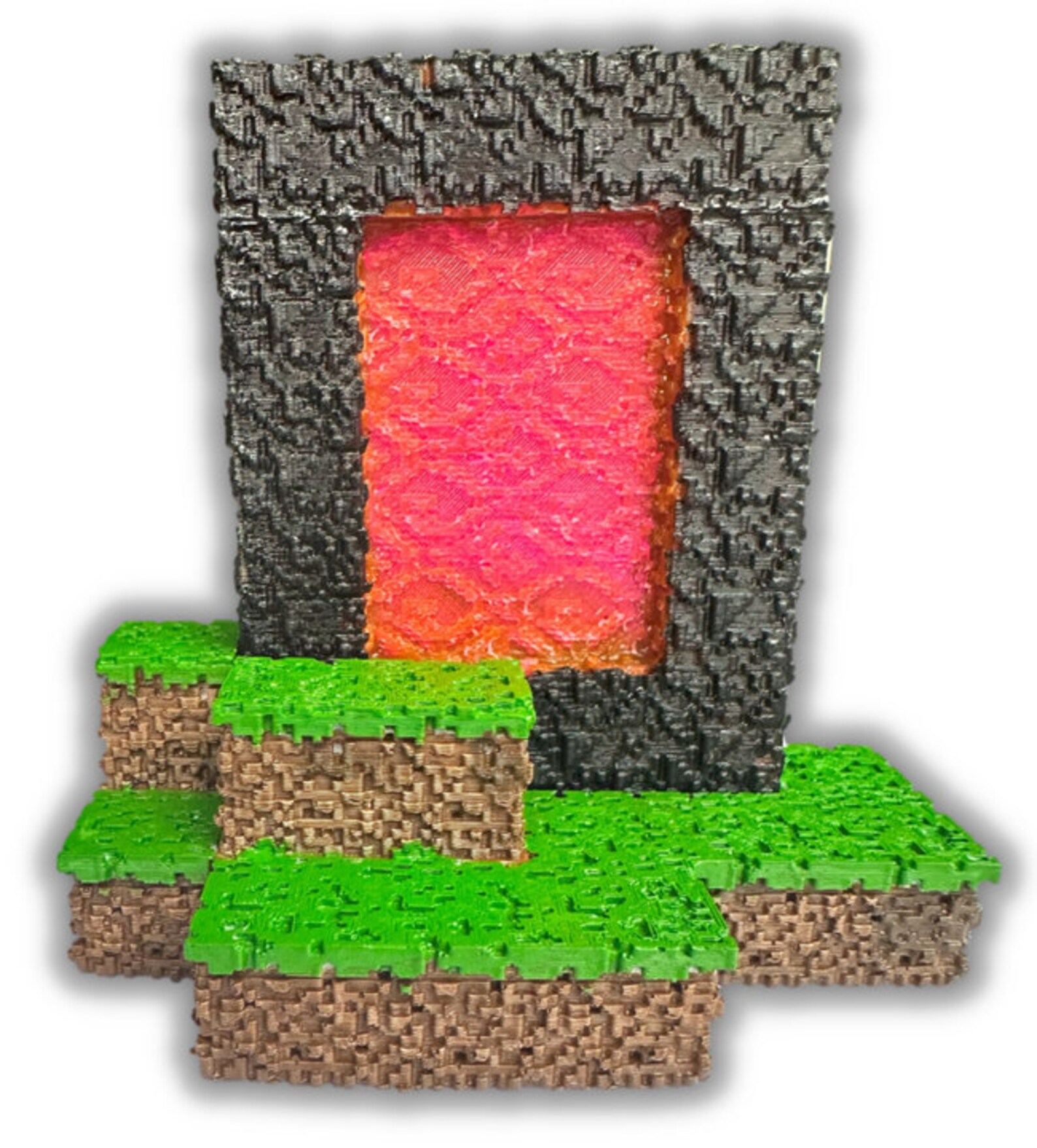 Minecraft Nether Portal Gamer Decor Pixel Mine Video Game Room Decor ...