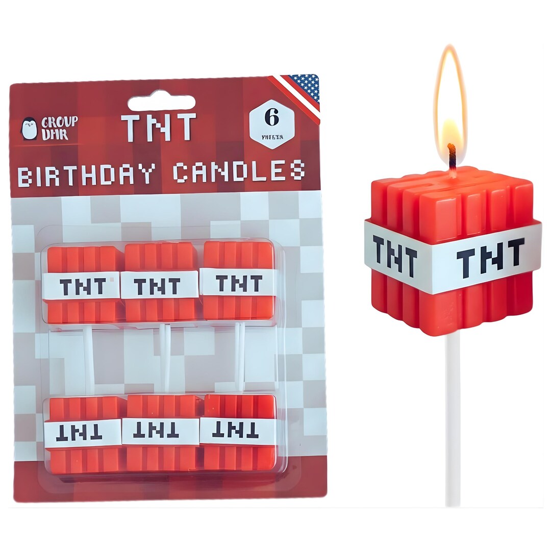 TNT Pixel Video Game Birthday Cake Candles - Cake Toppers Party ...