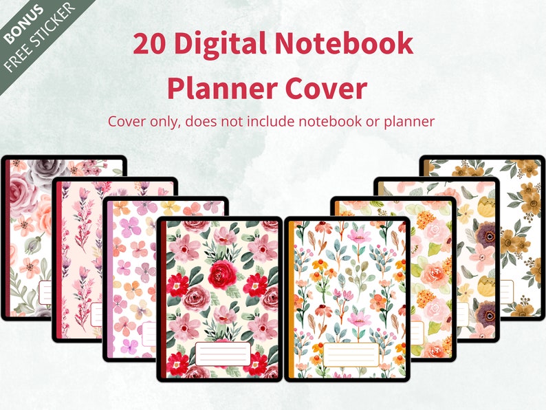 20 Colorful Floral Digital Planner Cover, Flower-themed Planner Cover ...