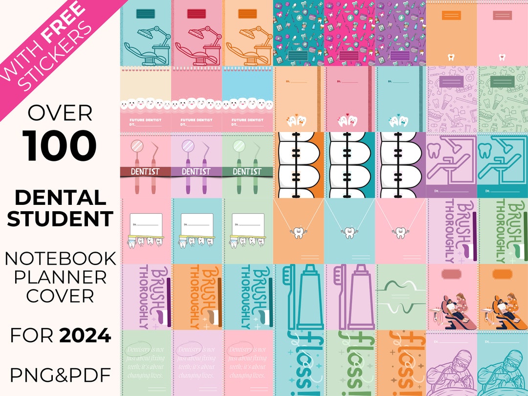 100 Dental Student Notebook Cover, Dentistry Digital Planner Design ...