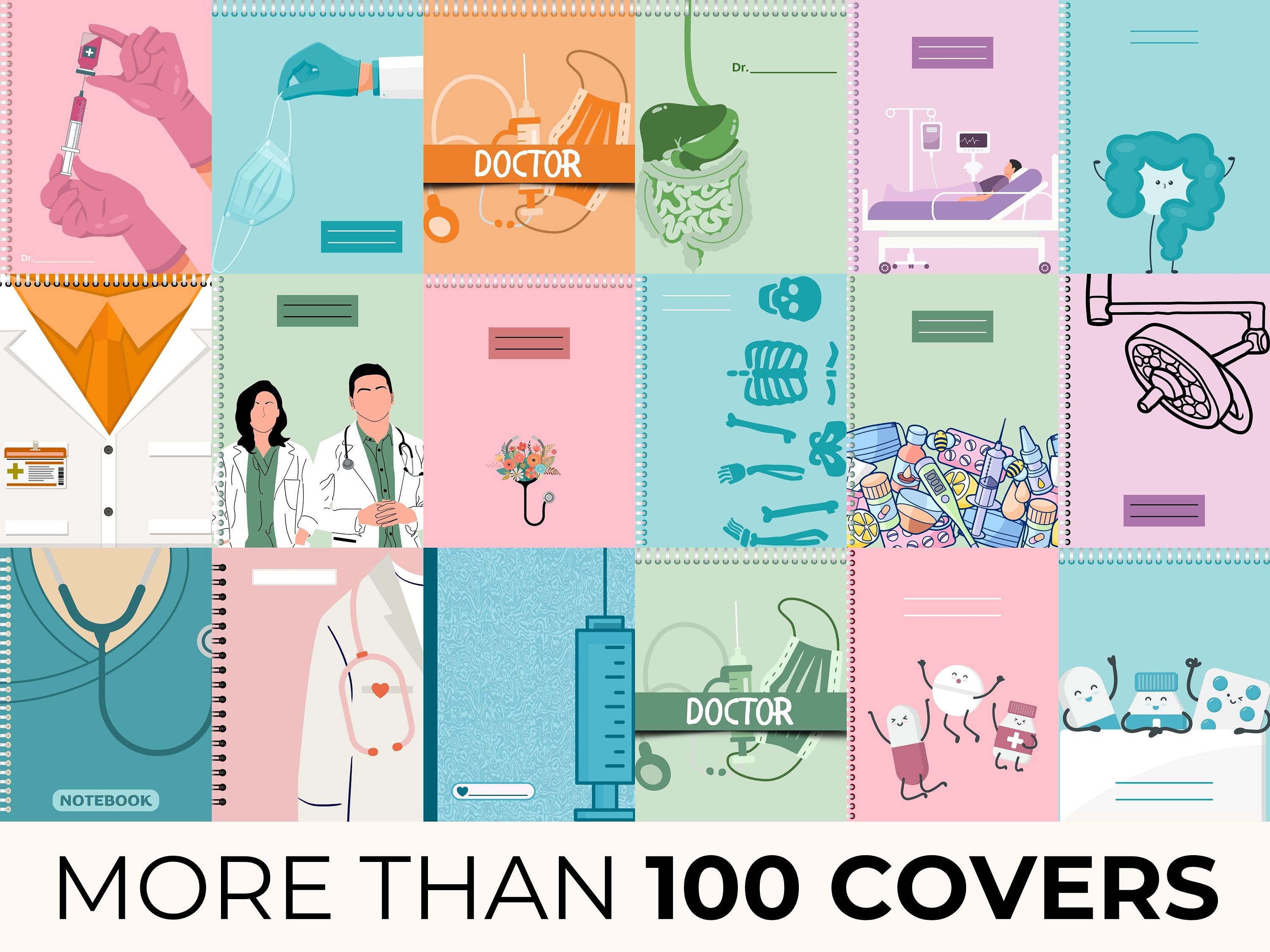 100 Doctor Notebook Cover, Medical Student Digital Planner Design ...