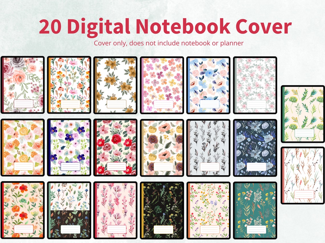 20 Colorful Floral Digital Planner Cover, Flower-themed Planner Cover ...
