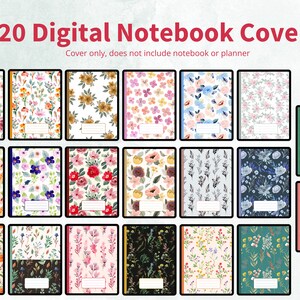 20 Colorful Floral Digital Planner Cover, Flower-themed Planner Cover ...