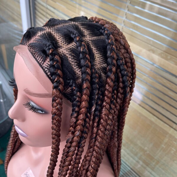 Human Hair Box Braid Wig - Etsy