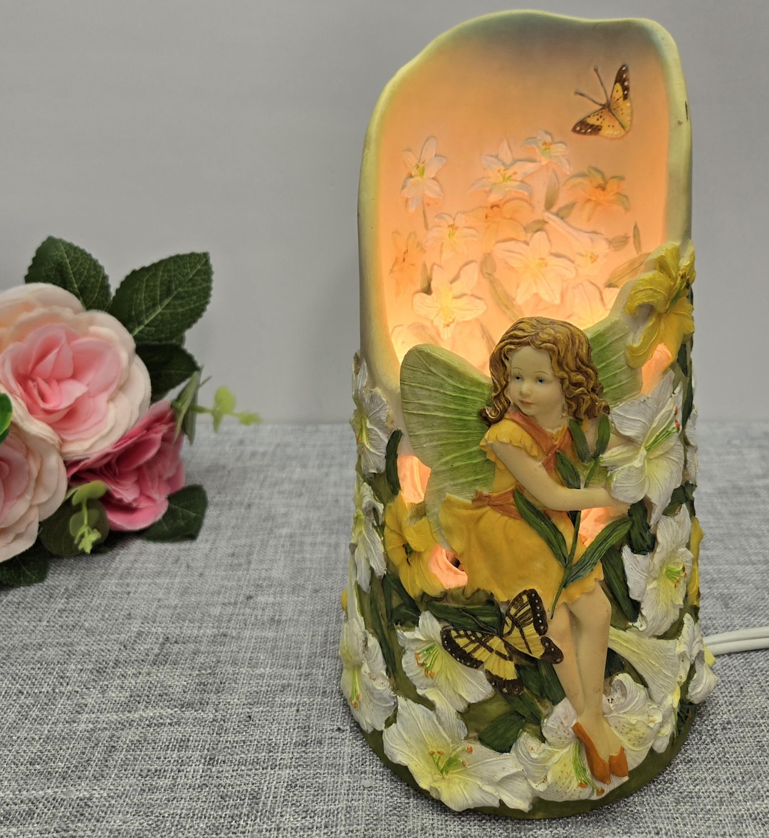 Vintage 3D Fairy Table Lamp With Flowers and Butterflies Garden Fairy ...