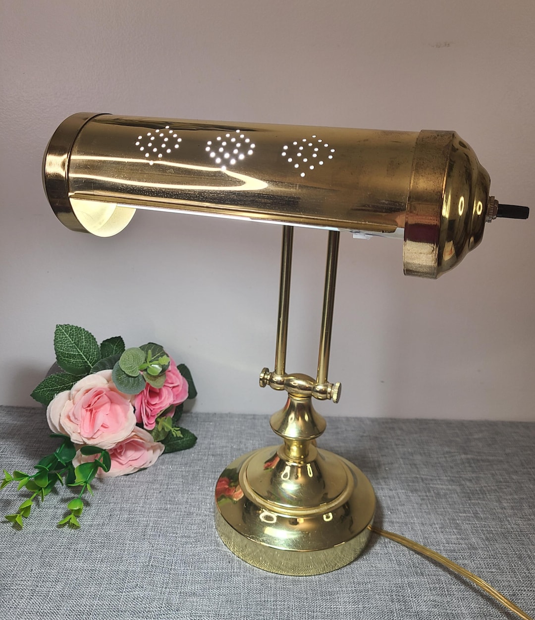 Vintage Adjustable Gold Color Desk Lamp, Brass Piano Lamp - Etsy