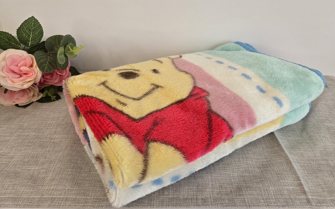 Vintage Winnie the Pooh Piglet Bees Plush Baby Blanket Throw Colorblock ...
