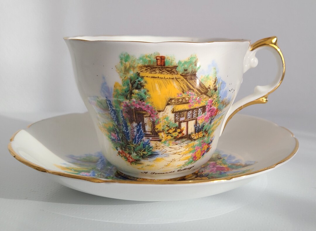 Vintage Regency Tea Cup & Saucer Set, Bone China, 'A Sommerset Cottage ...