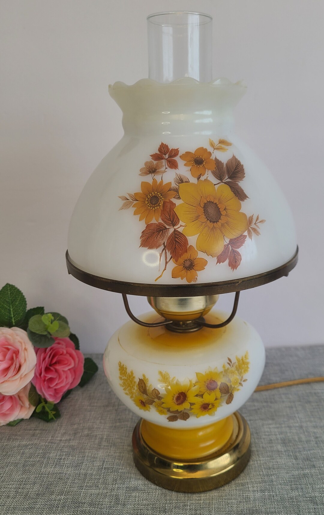 Vintage 18 Floral Hurricane Table Lamp 1960s / 1970s MCM - Etsy
