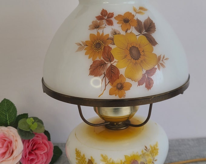 Vintage 18” Floral Hurricane Table Lamp 1960’s / 1970’s MCM - Etsy