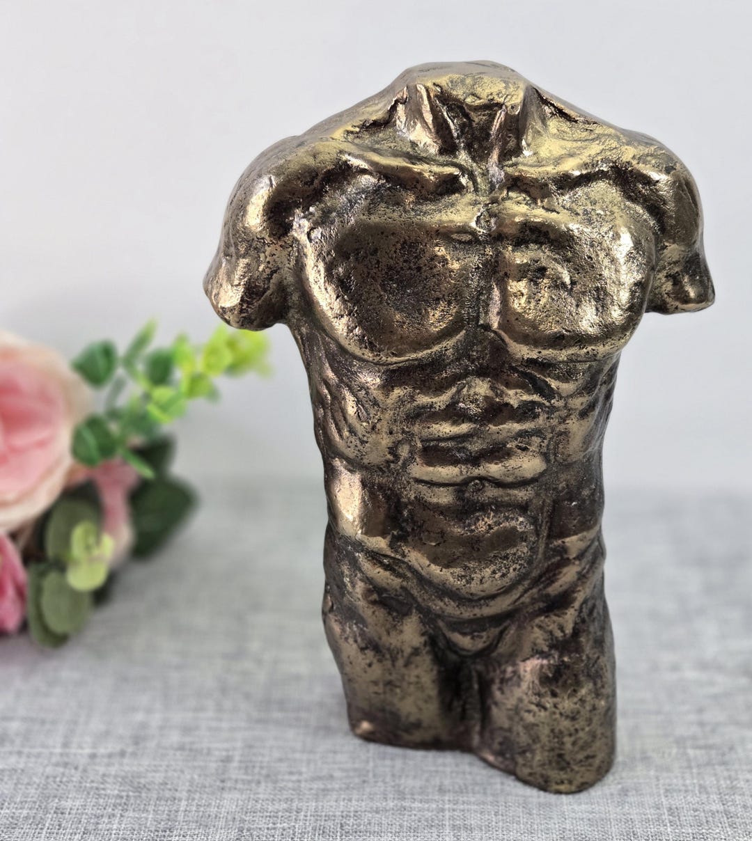 Male Nude Torso Brass? Resin? Statue Maximalism, Gold Tone 9.5"x6.5 ...