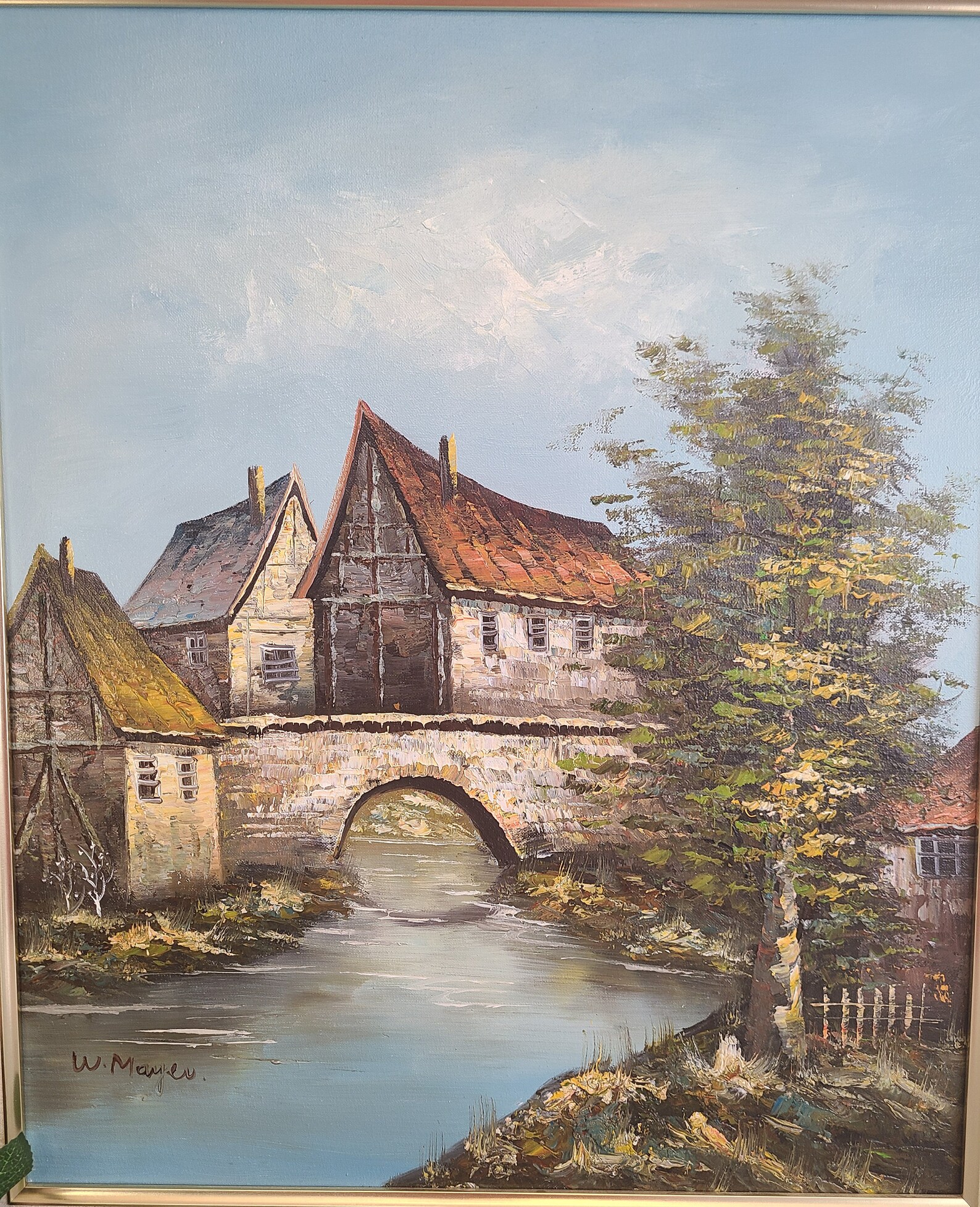 Vintage Original Oil on Canvas Painting Signed by Mayer W/gilded Frame ...