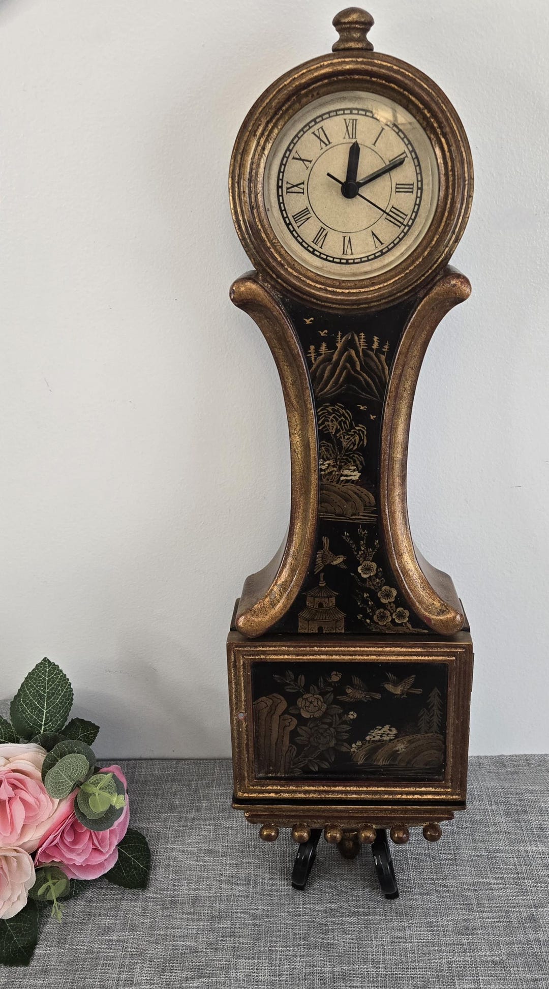 Vintage Oriental Banjo Wall Clock Handmade in China W/ Key Compartment ...