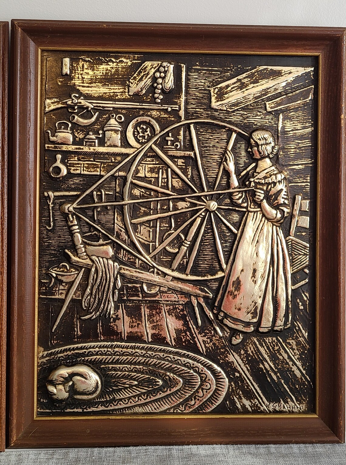 Vintage Rare Copper Relief Framed Rustic Pictures, Set of 2, House of ...