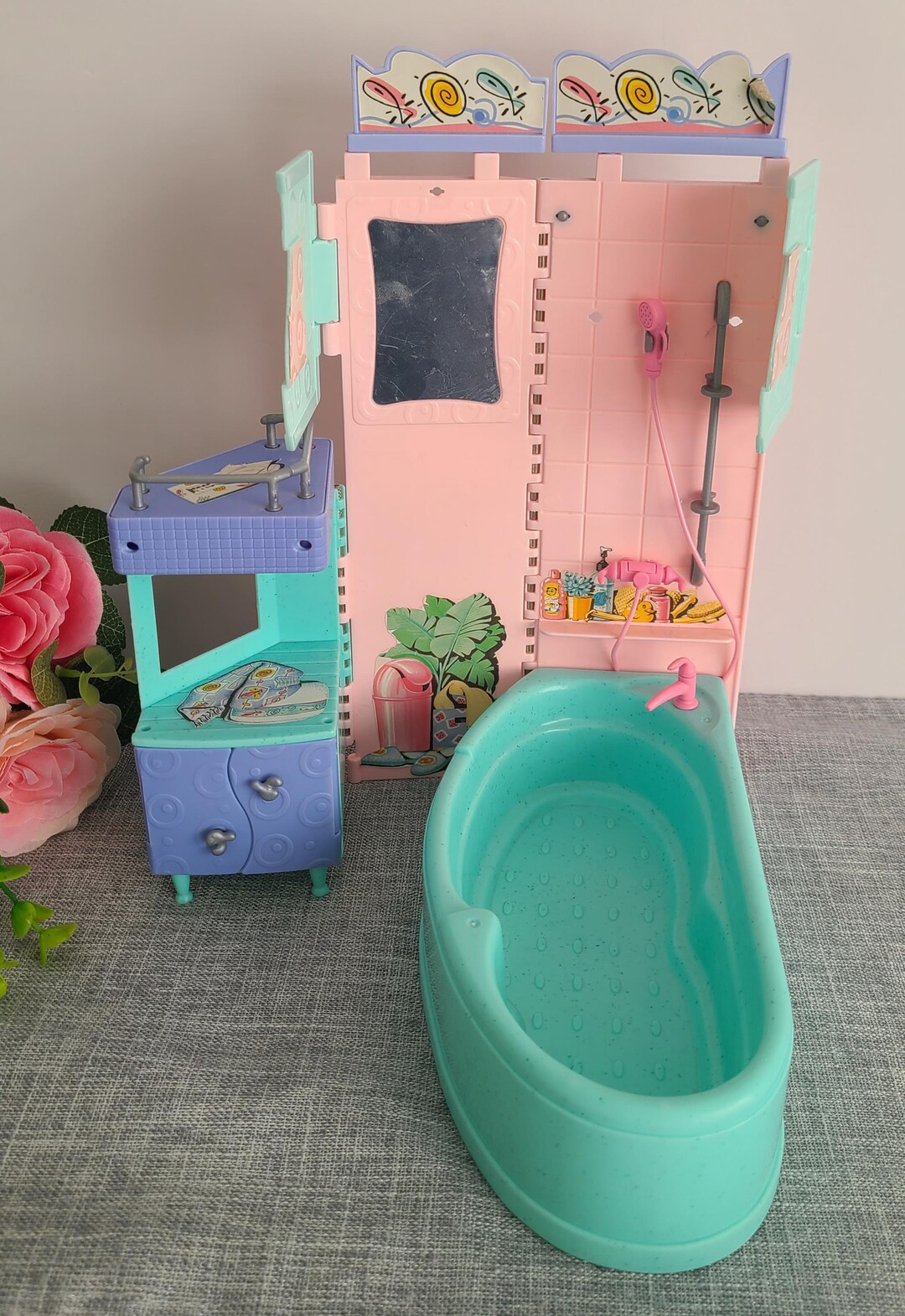 Vintage 2001 Barbie All Around Home Bathroom Set, No Small Accessories ...
