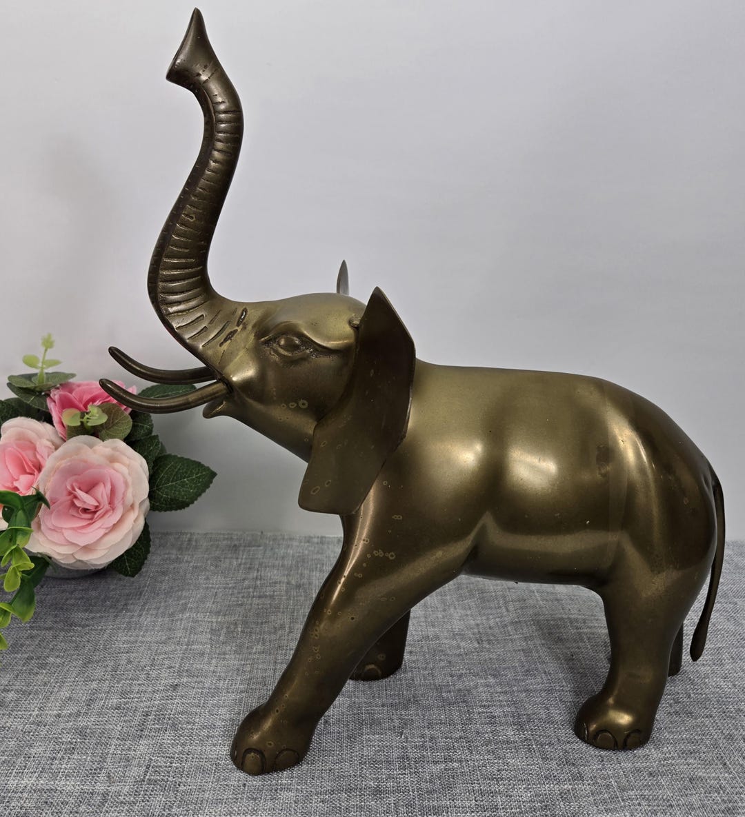 Vintage Large Metal (brass?) Elephant Sculpture Home Decor Made in ...