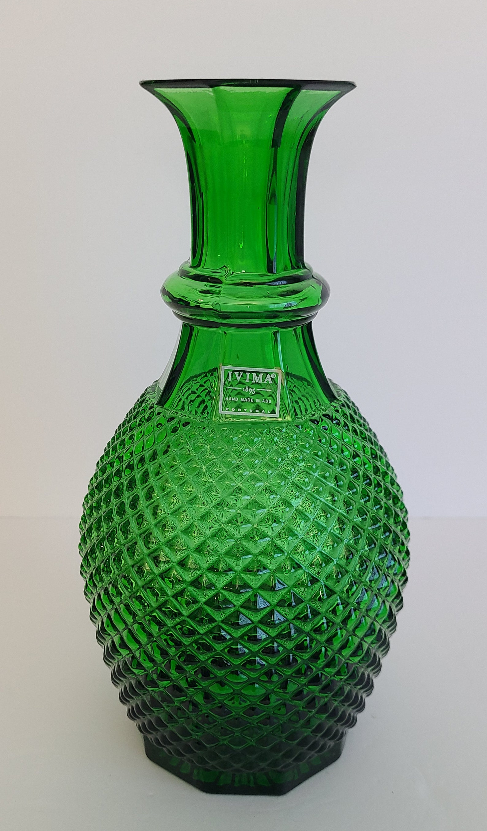 Vintage IVIMA Portugal Green Fine Diamond Cut Decorative Bottle/ Decanter - Etsy