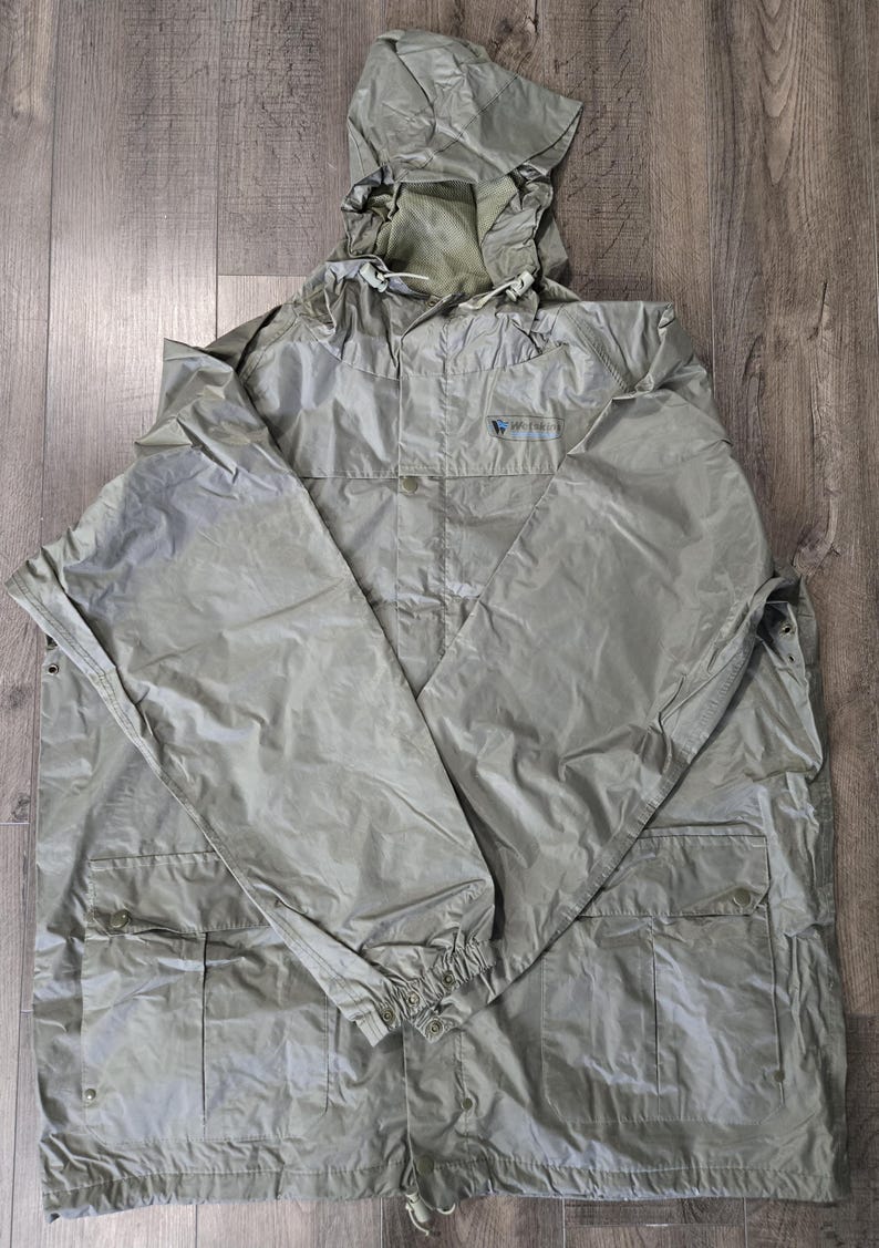 Vintage Wetskins Dry Wear Rain Suit Unisex Green Waterproof Jacket ...