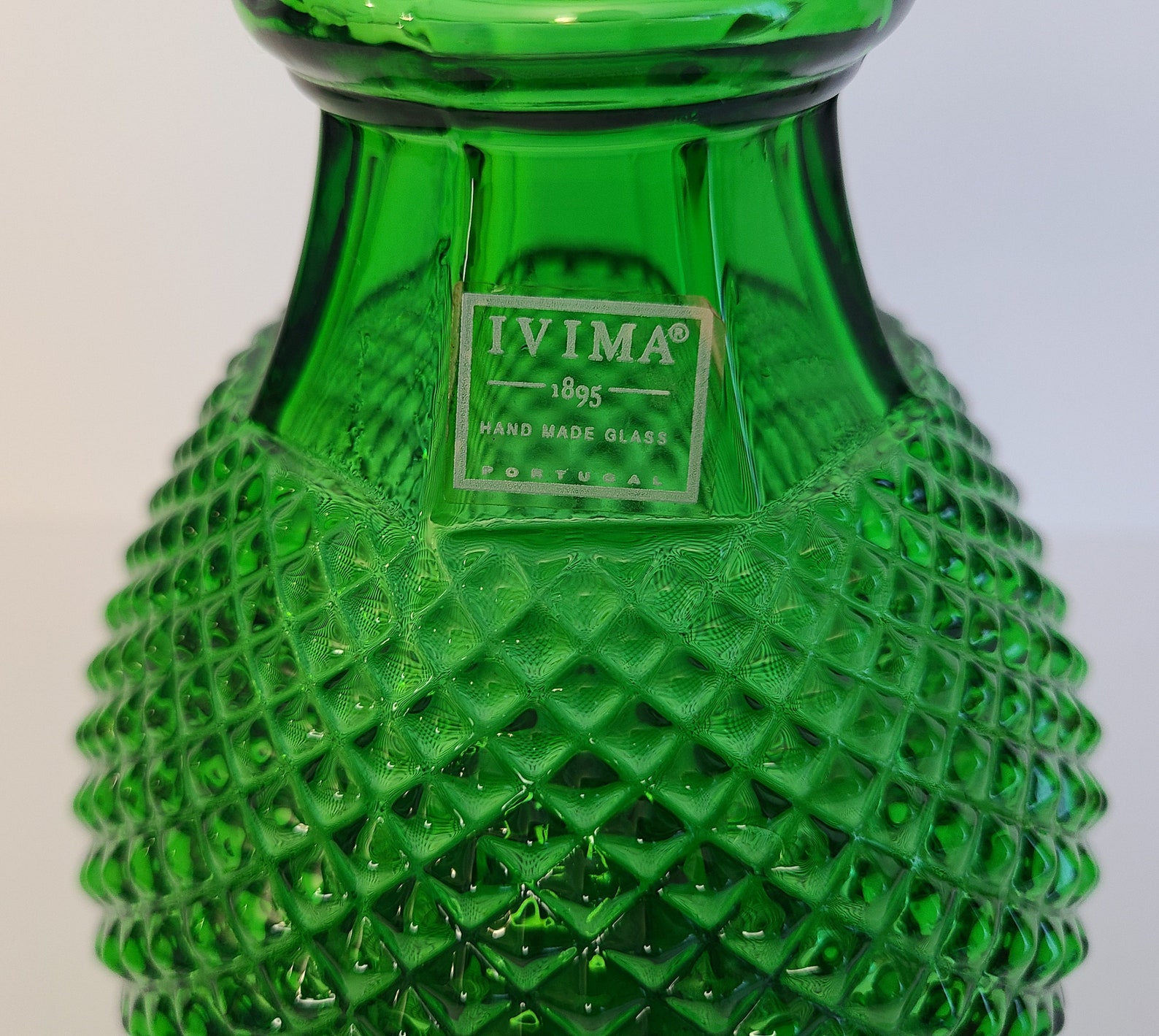 Vintage IVIMA Portugal Green Fine Diamond Cut Decorative Bottle/ Decanter - Etsy