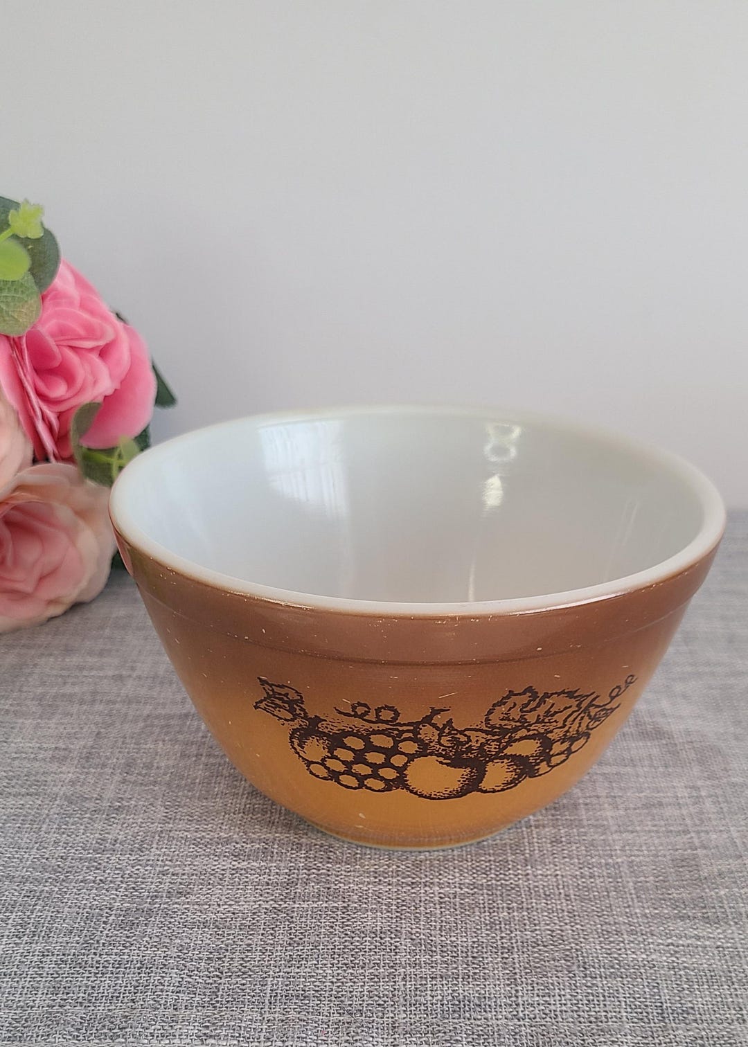 Vintage Pyrex 401 Old Orchard Pattern Brown Nesting Mixing Bowl, 1 1/2 ...
