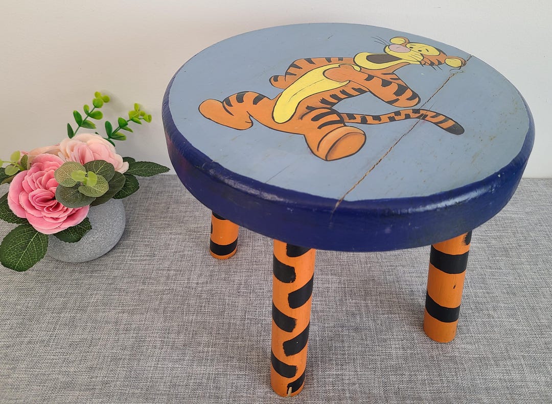 Vintage Walt Disney Themed Winnie-the-pooh Tigger Kids Foot Stool Chair ...