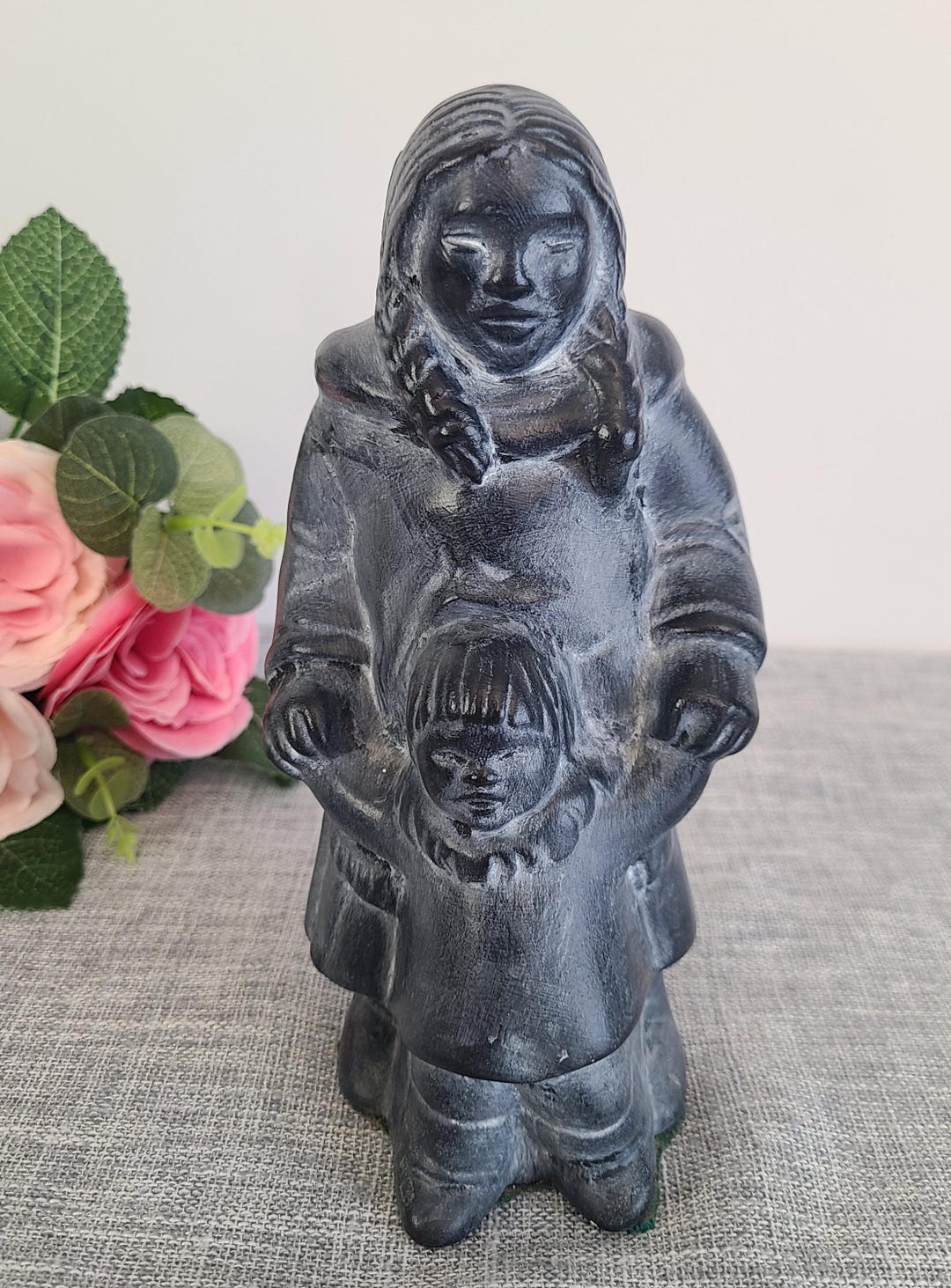Vintage Inuit Statue Ceramic Eskimo Mother and Child Figurine - Etsy
