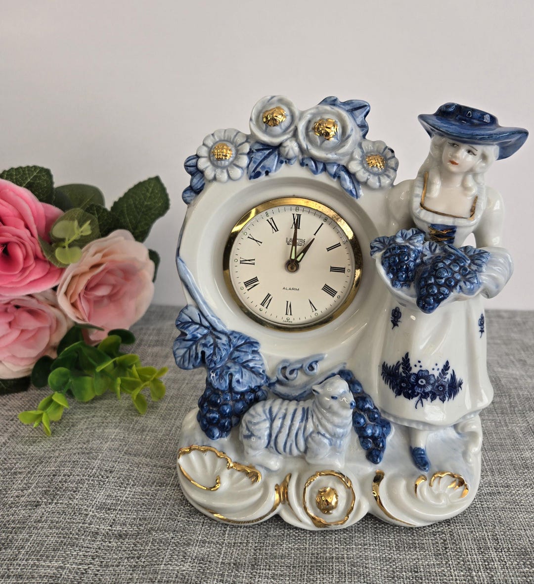 Vintage Landex Royal Craft Porcelain Mechanical Mantel Alarm Clock Not ...