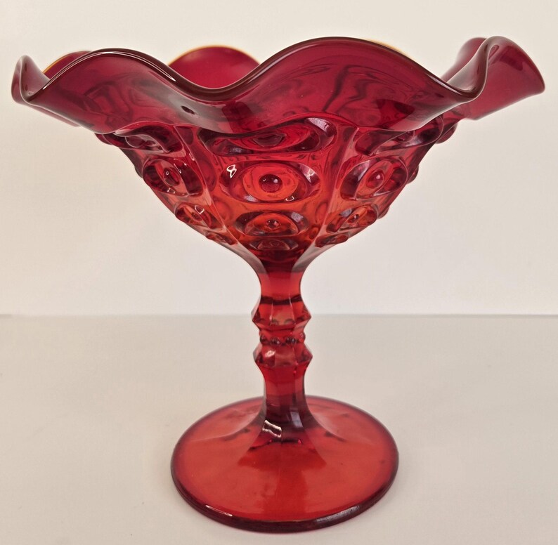 Rare Viking Ruby Art Glass Yesteryear Bullseye Red 7.5" Footed Compote ...