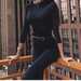 Lovefab Black Jumpsuit ,V Style Full Body Bodycon, Long Sleeve Bodysuit ...