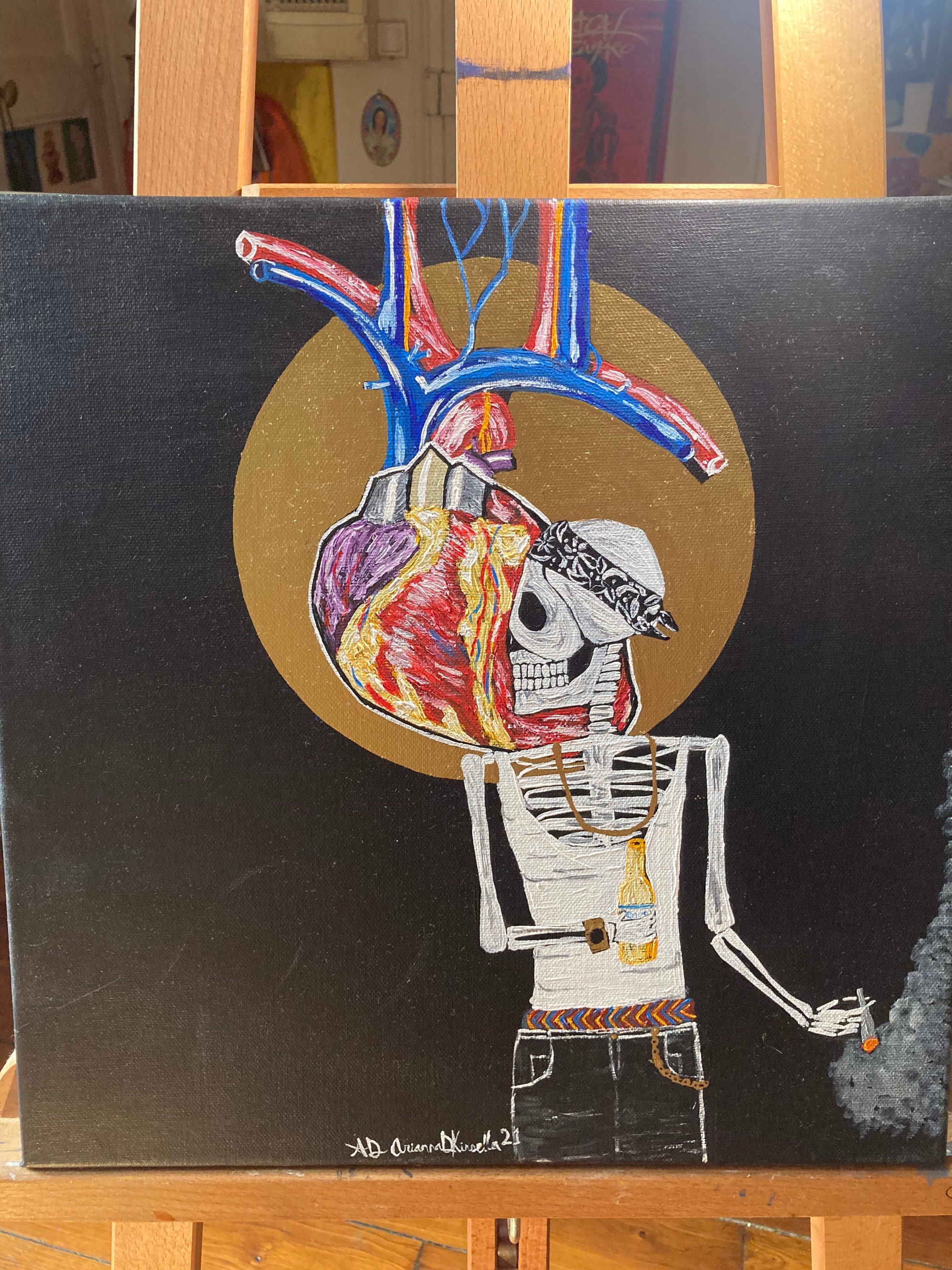 Painting Skeleton: Cholo Con Corazón My Only Painting From - Etsy
