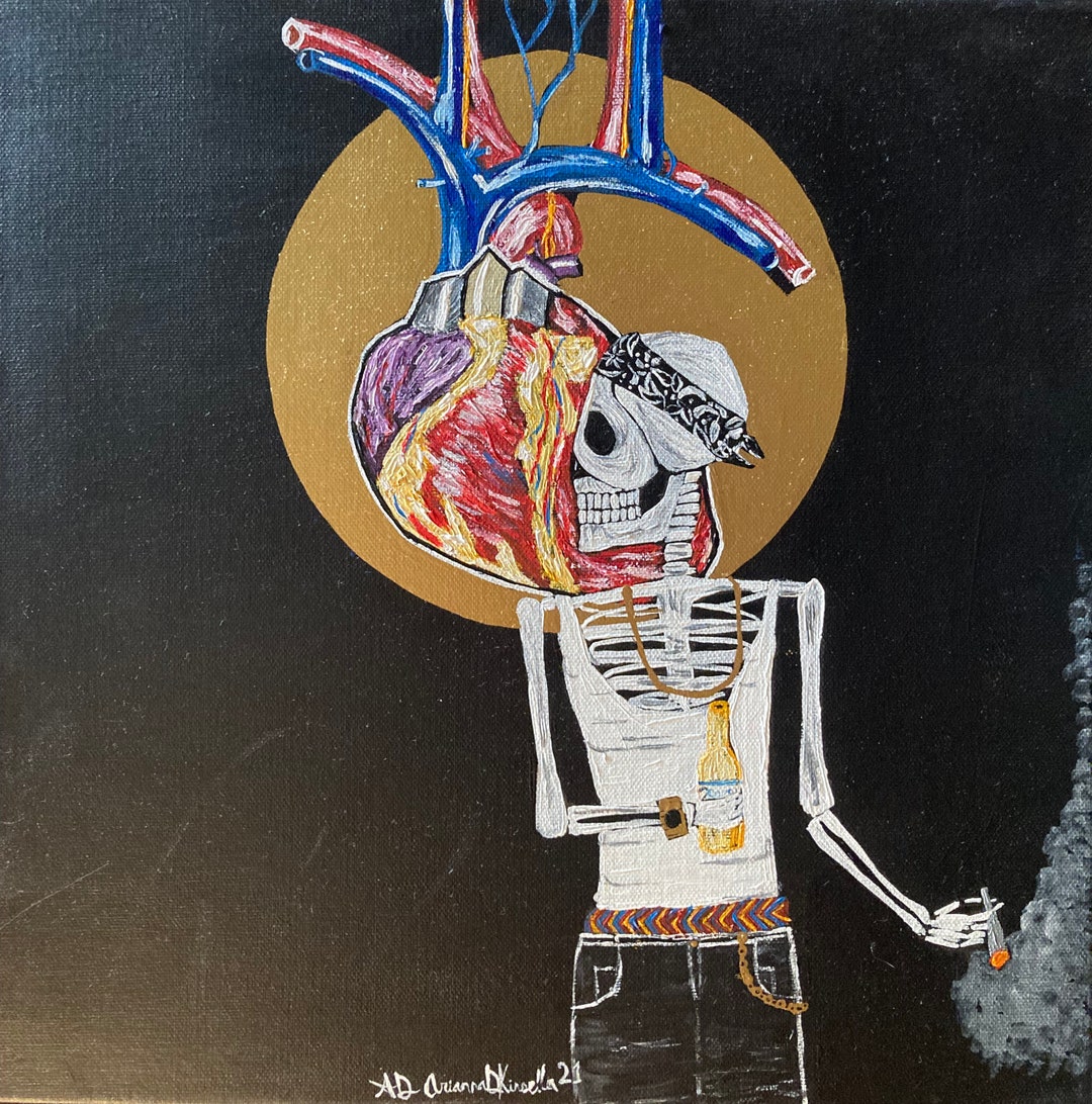 Painting Skeleton: Cholo Con Corazón My Only Painting From - Etsy