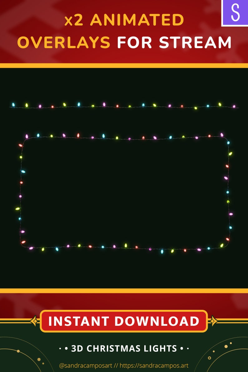 Animated Christmas Lights Decoration Overlay for Streaming Twitch, OBS ...