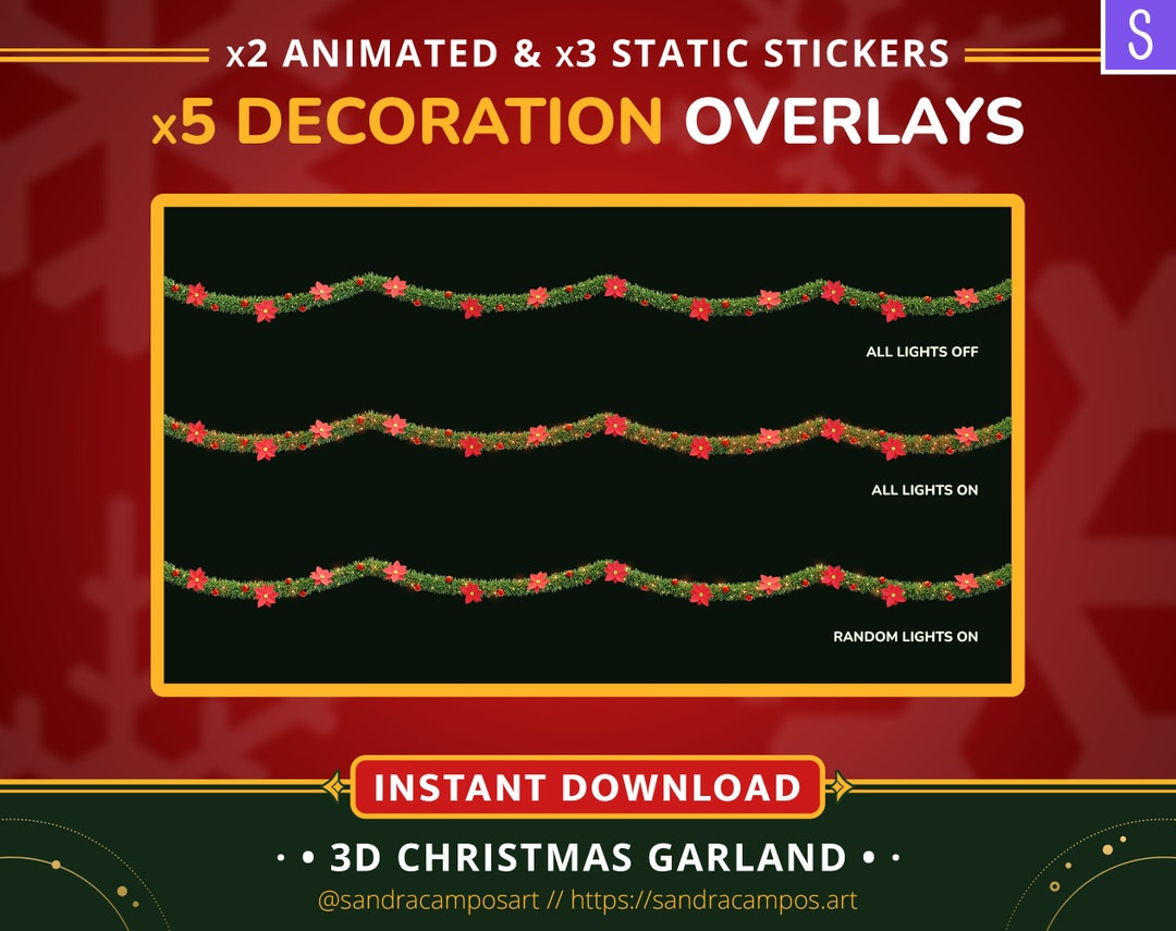 Animated Garland Decoration Overlay for Streaming Twitch, 3D Overlay ...
