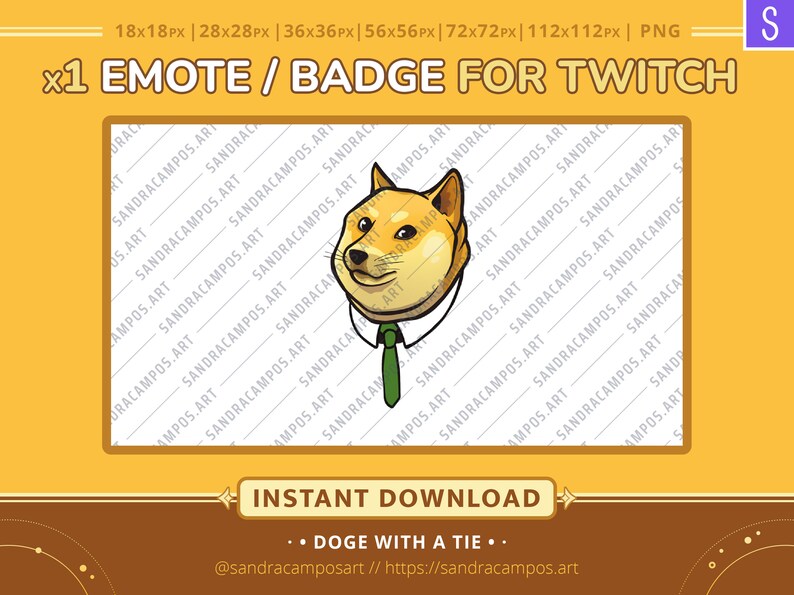 Doge Meme Emote, Shiba Inu Sub/bit Badge for Twitch, Dogecoin Streamer ...