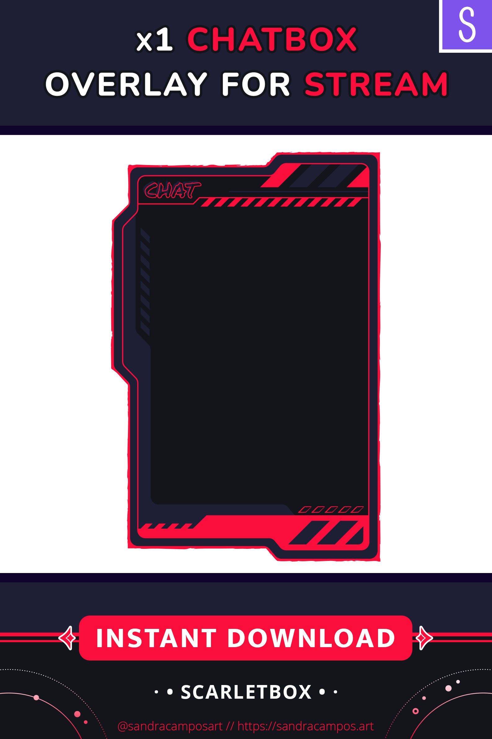 Scarlet Chat Box for Twitch Streaming Chat Box Overlay - Etsy