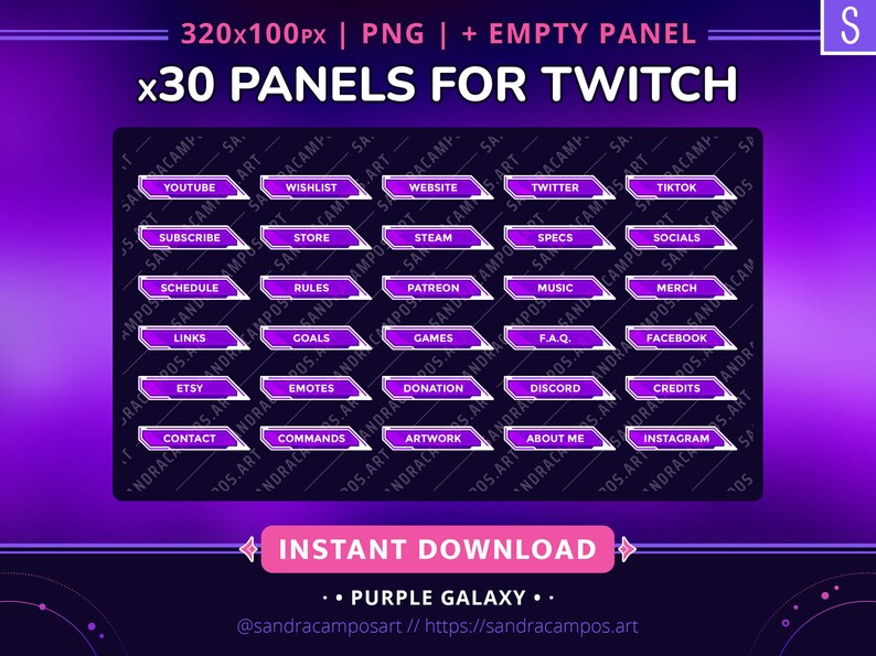 Purple Galaxy Twitch Stream Panels, Streaming Panels Pack, Gaming ...