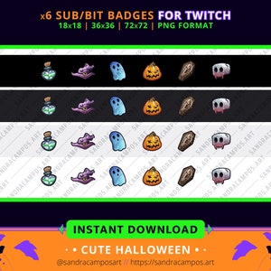 Spooky Season Badges for Twitch, Halloween Sub Bit Badges Discord, Cute ...
