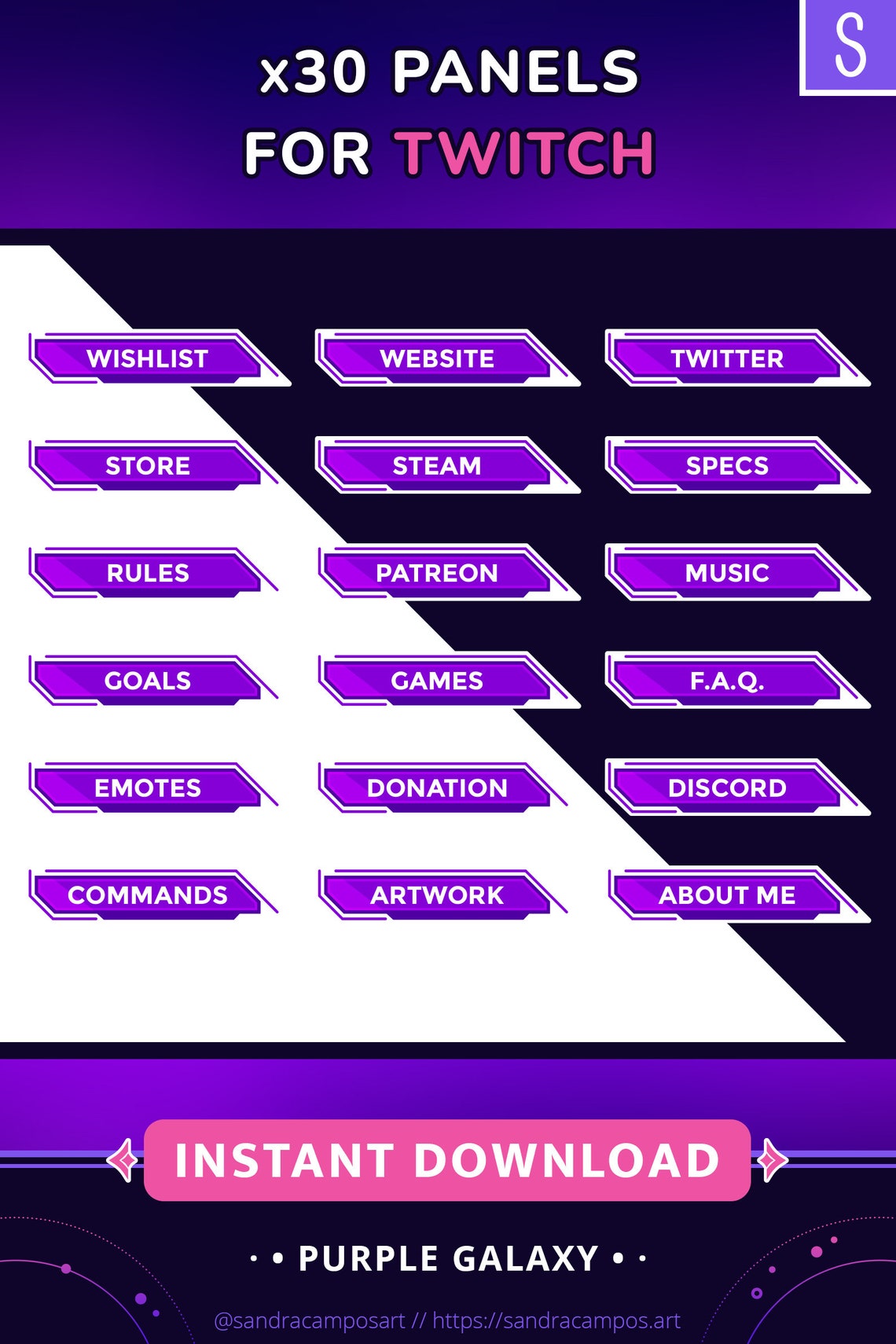 Purple Galaxy Twitch Stream Panels, Streaming Panels Pack, Gaming ...