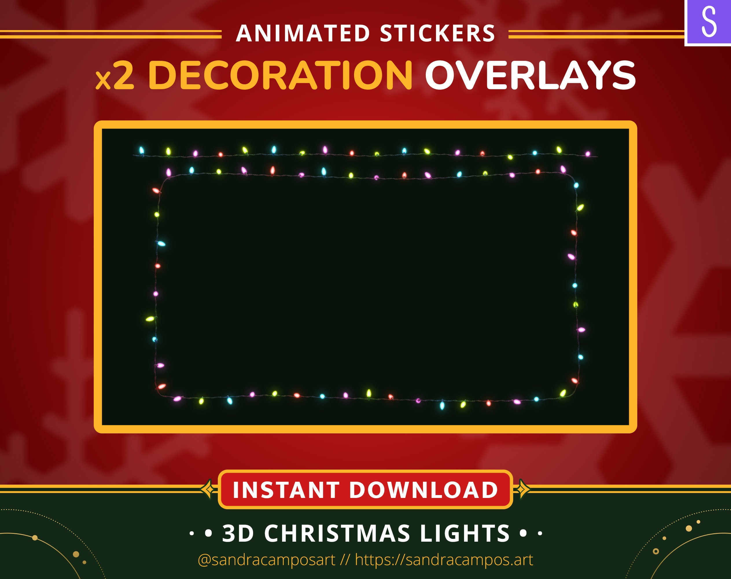Animated Christmas Lights Decoration Overlay for Streaming Twitch, OBS ...