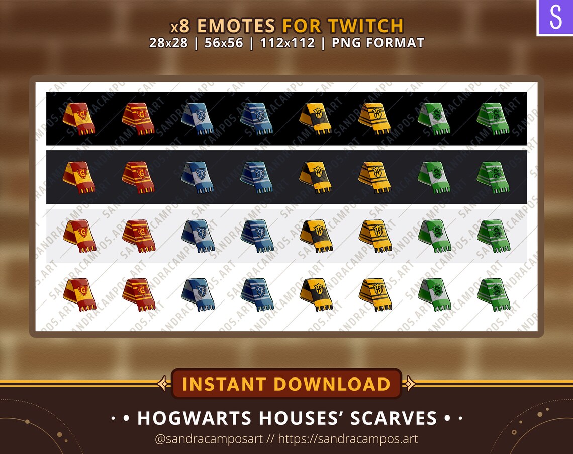 Emotes Twitch Pack for Castle Legacy Streaming, Houses Scarves, Magic ...